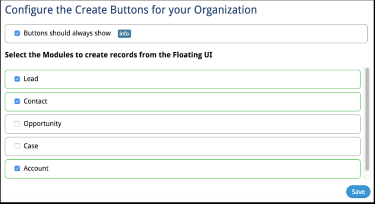 Create Record Buttons