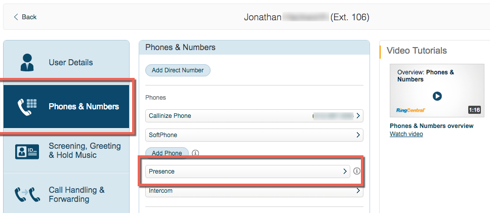 Set up Presence on RingCentral Office
