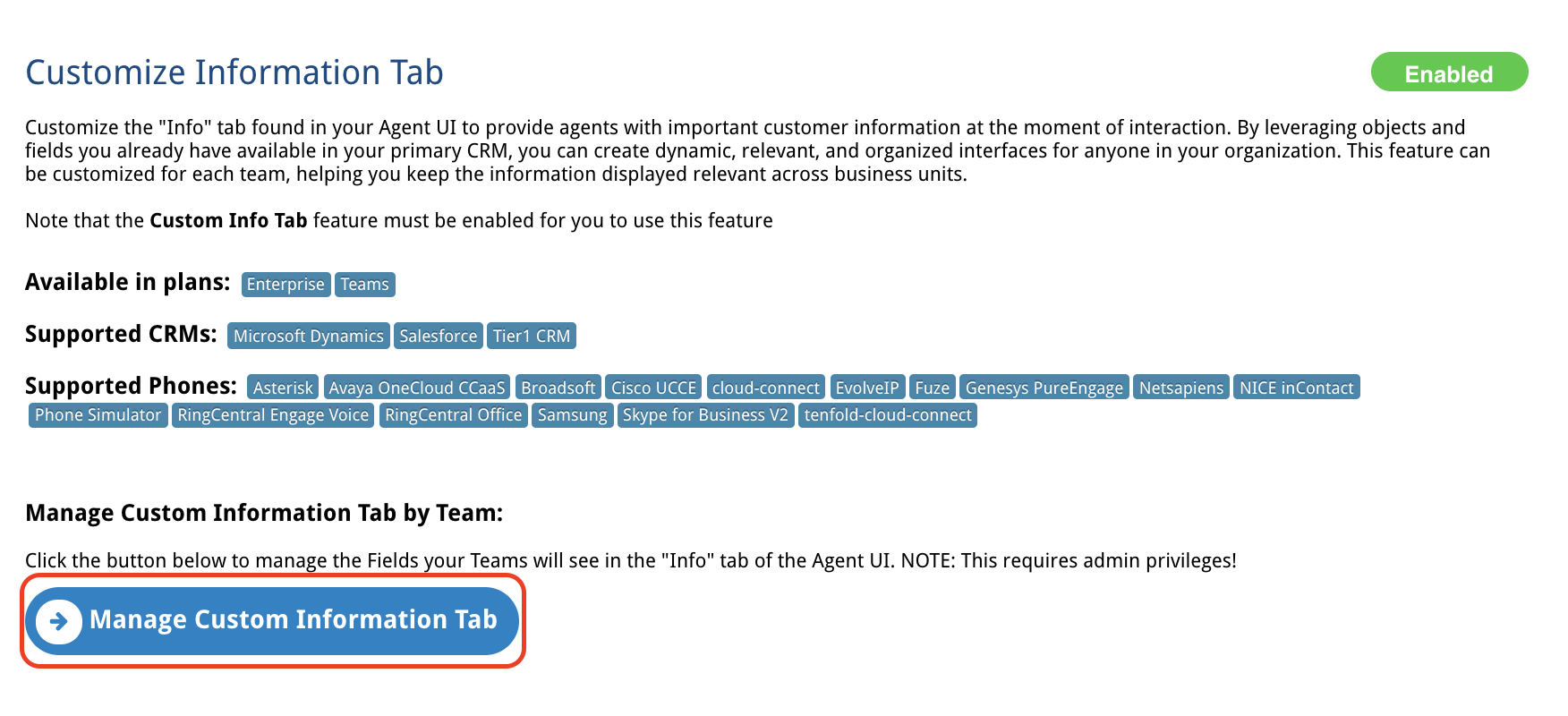 Tenfold Info Tab (Custom Information Tab)