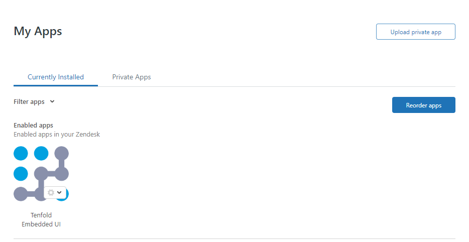 Install the Tenfold Embedded Application for Zendesk