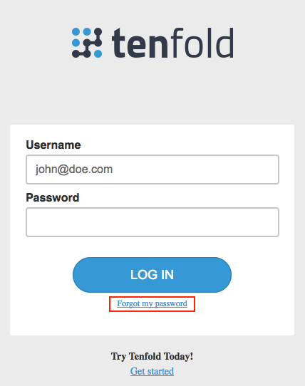 Set or reset your Tenfold Dashboard password