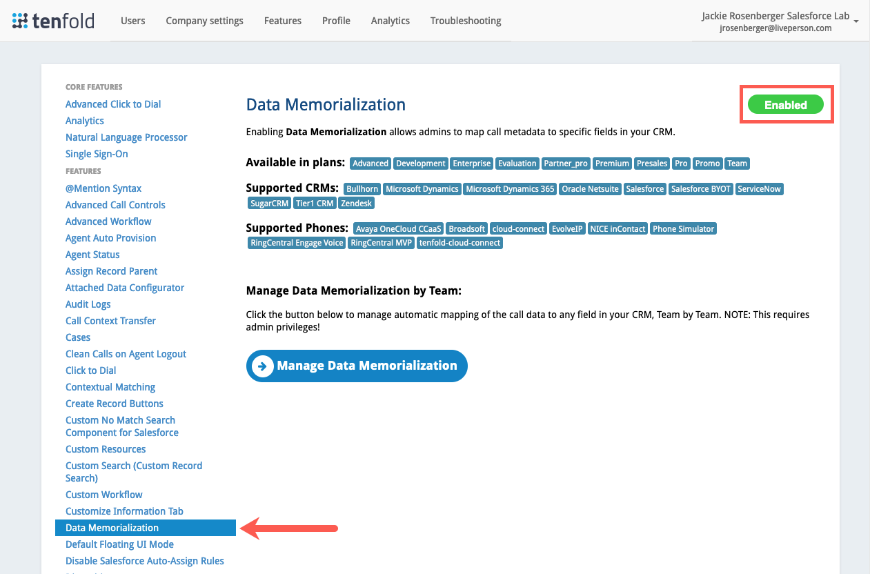 Configure Tenfold for Outreach