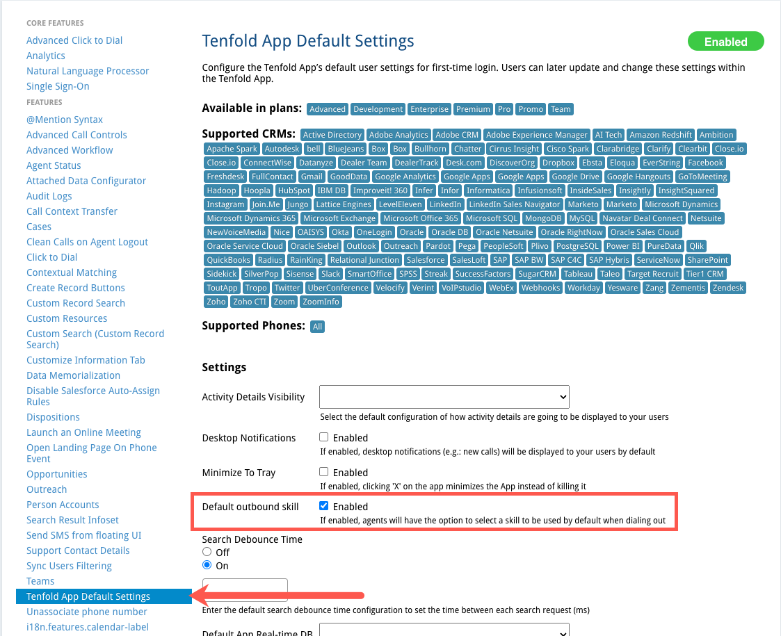 Configure Tenfold for Outreach