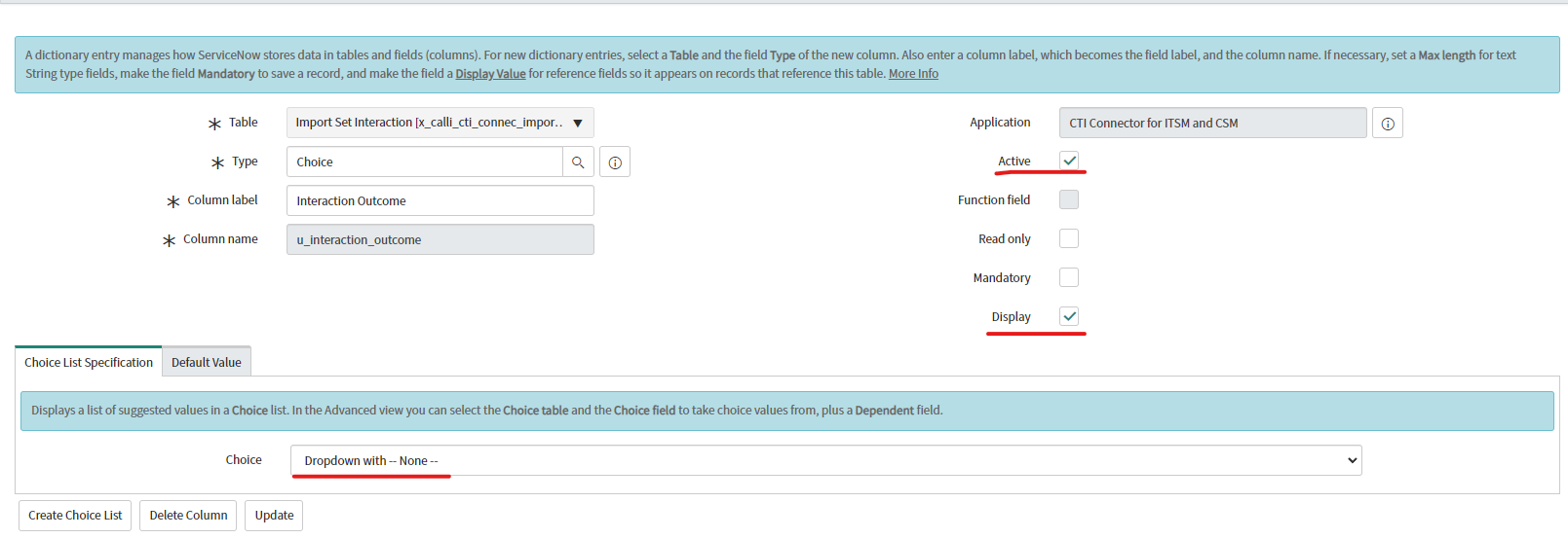 Custom Interaction Dispositions