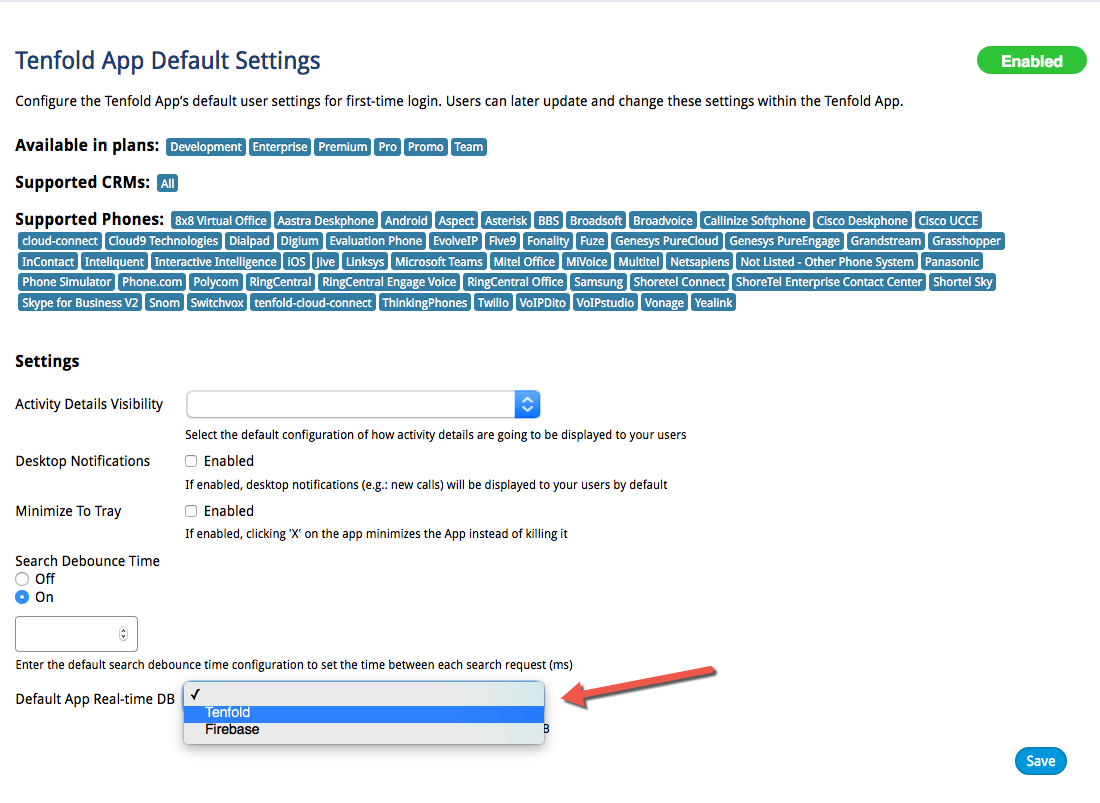 Configure Tenfold App Default Settings to use a Firebase proxy