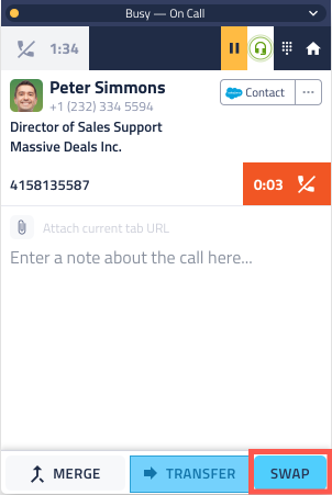 Swap between calls in the Tenfold UI