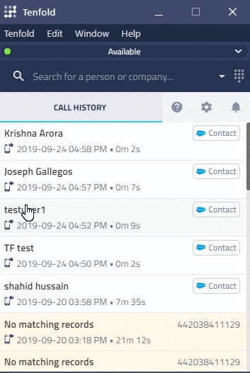 Reassign calls in Tenfold Desktop UI