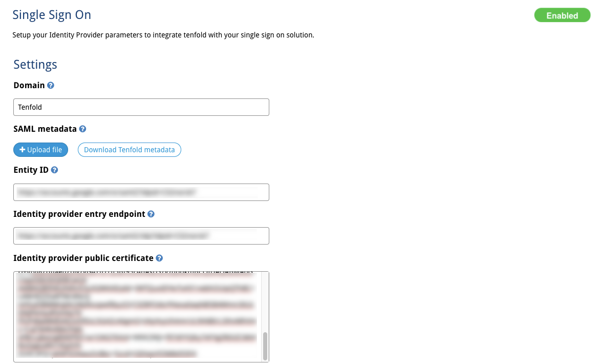 Configure Tenfold to use Google as an identity provider