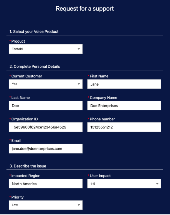 Submit a Support Request