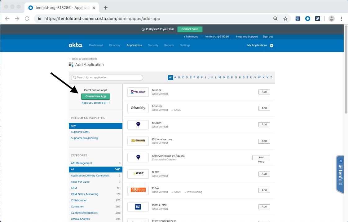 Configure Tenfold to use Okta as an identity provider utilizing SAML