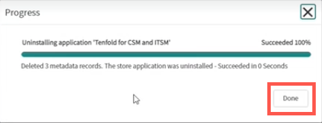 Uninstall Tenfold for ServiceNow